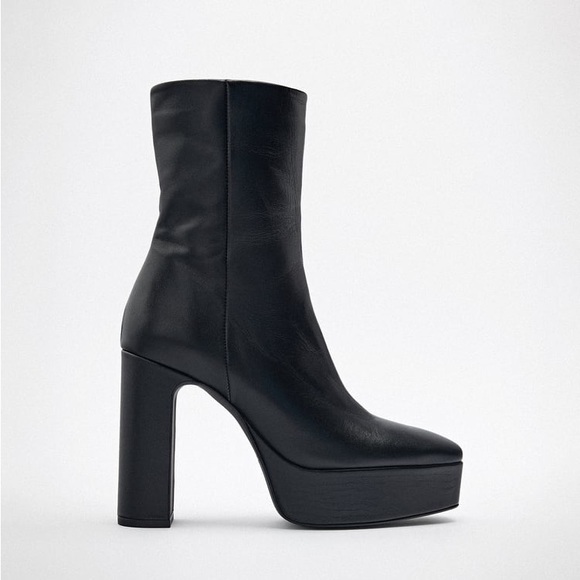 Zara | Shoes | Zara Black Platform Leather Ankle Boots | Poshmark